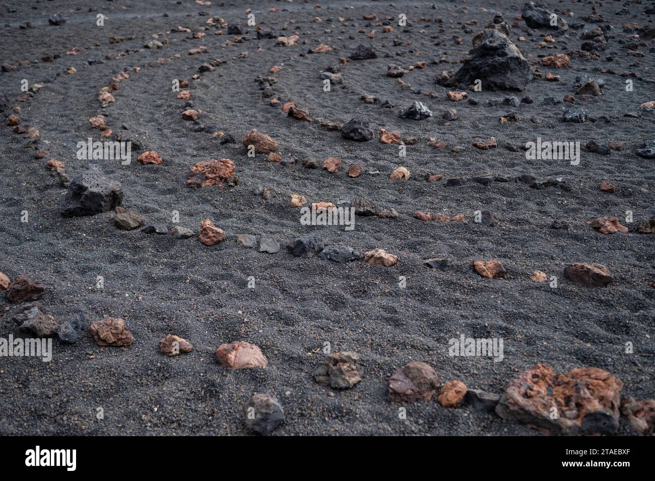 Volcan del Cuervo (Crow volcano) a crater explored by a loop trail in a ...