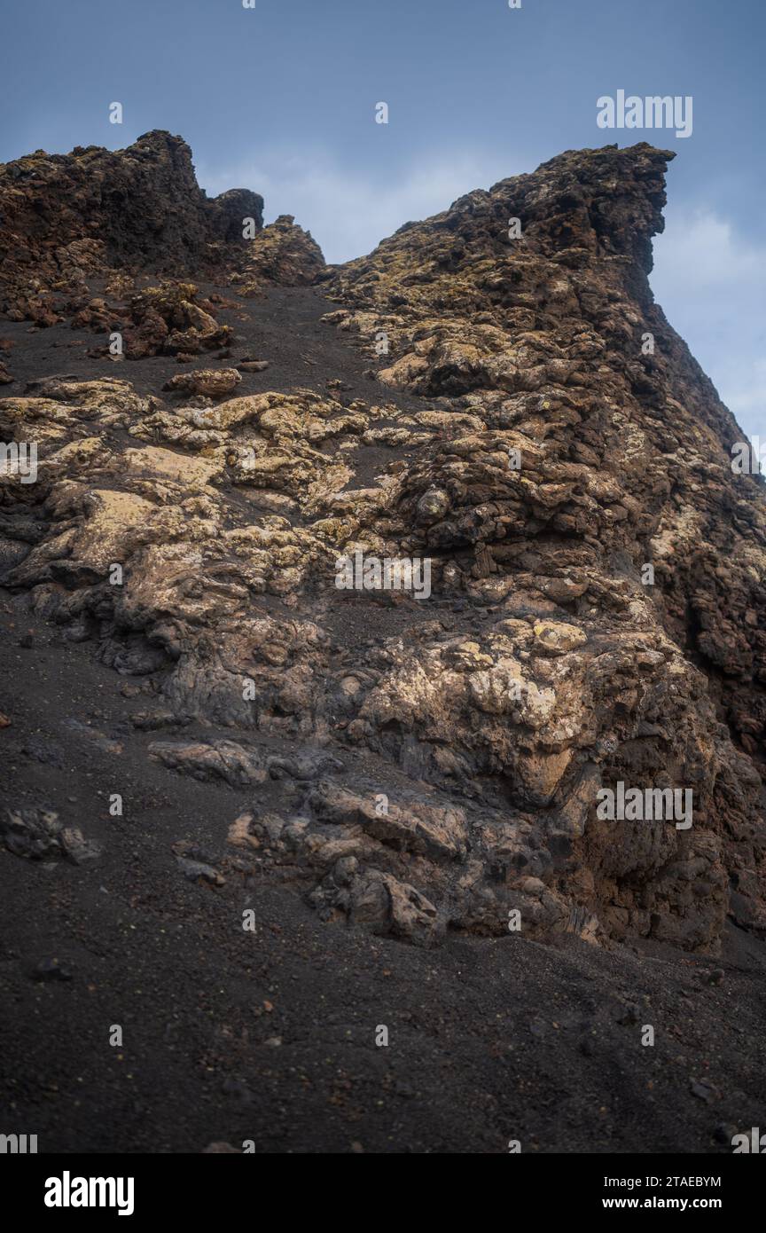 Volcan del Cuervo (Crow volcano) a crater explored by a loop trail in a ...