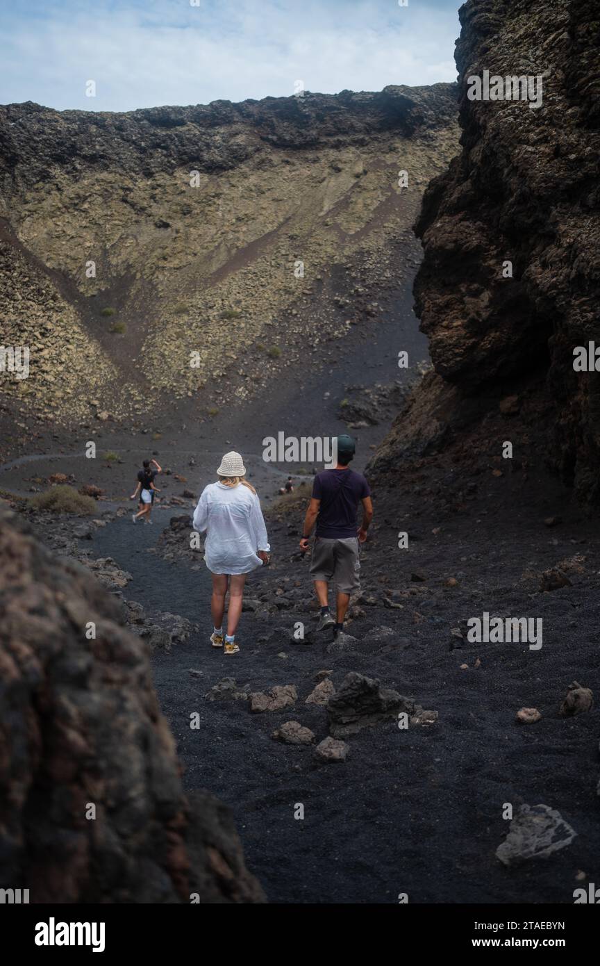 Volcan del Cuervo (Crow volcano) a crater explored by a loop trail in a ...
