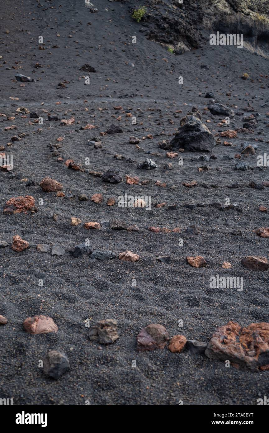 Volcan del Cuervo (Crow volcano) a crater explored by a loop trail in a ...
