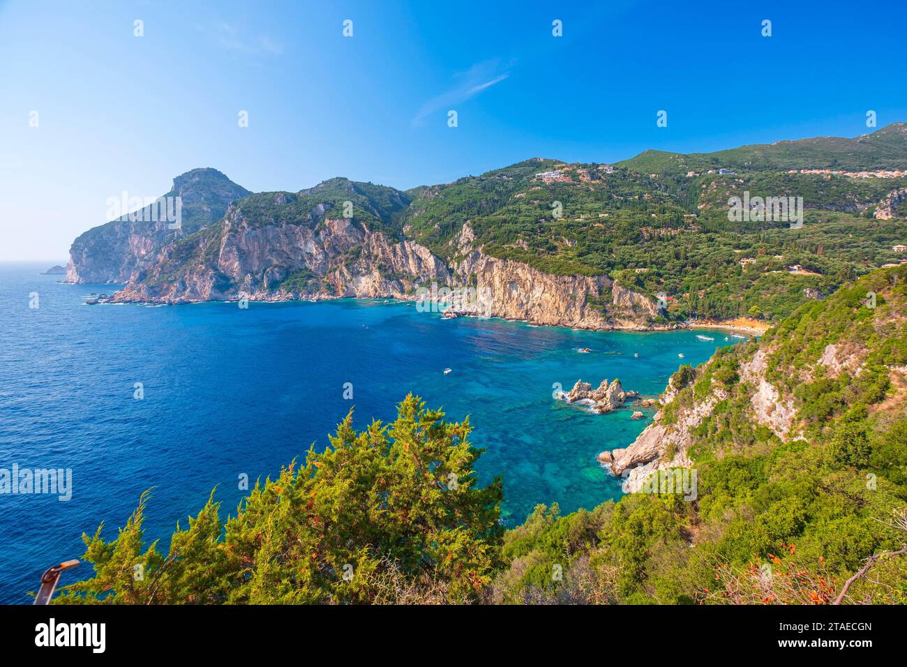 Greece, Ionian Islands, Corfu island, Paleokastritsa Stock Photo - Alamy