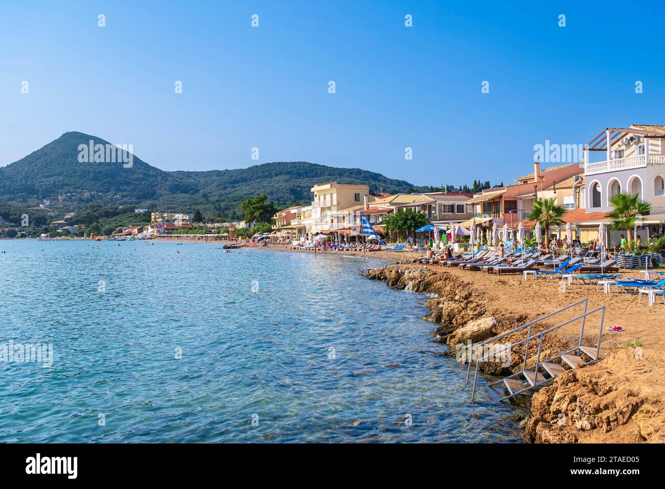 Greece, Ionian Islands, Corfu, Messonghi (or Mesongi), Messonghi beach ...
