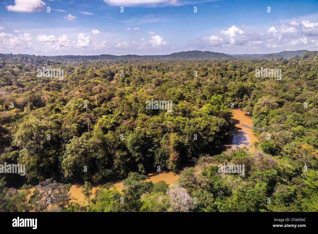 France, Guyane, Kourou, vue aérienne du Camp Canopée, site ...
