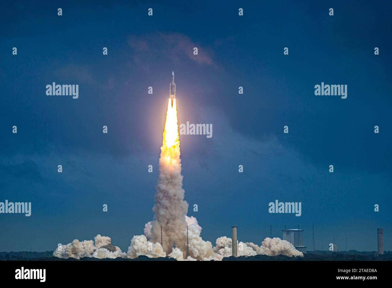France, Guiana, Kourou, lift-off of the Ariane V (Ariane 5) rocket from ...