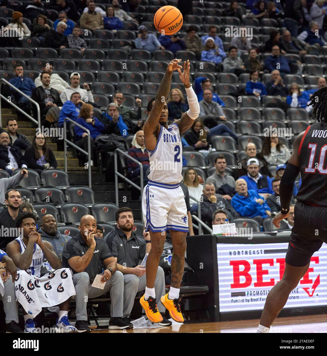 Seton Hall Pirates guard Al-Amir Dawes (2) shoots a three pointer ...