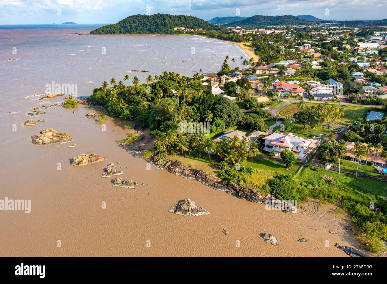 France, French Guiana, Rémire-Montjoly, Anse de Montabo(aerial view ...