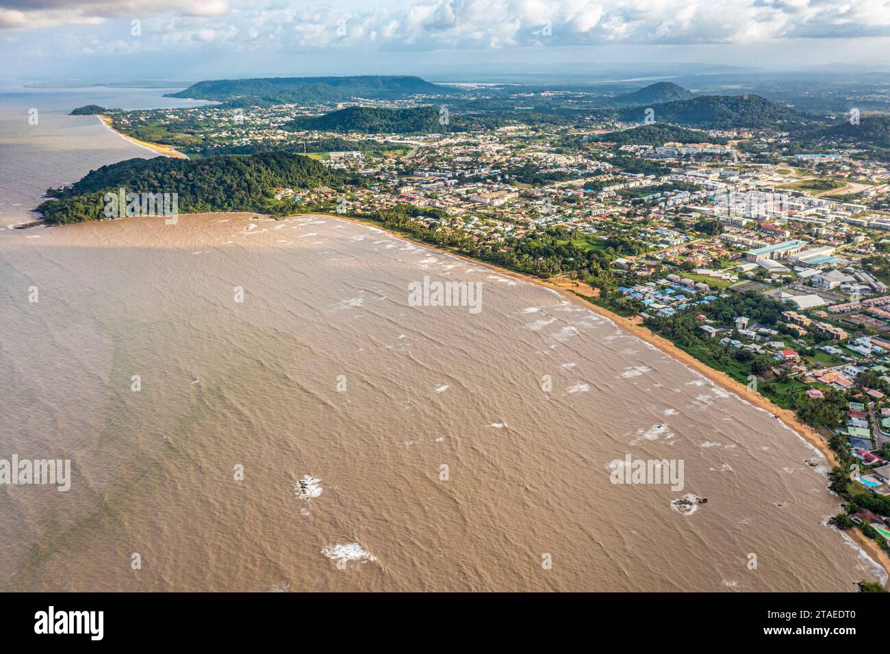 France, French Guiana, Rémire-Montjoly, Anse de Montabo(aerial view ...