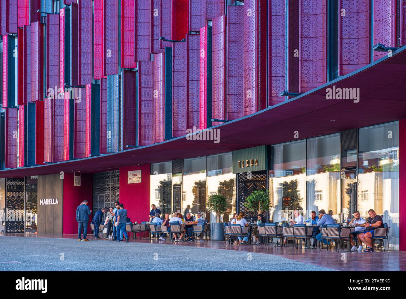 Albania, Tirana, Italia square, the Arena Center complex built by the ...