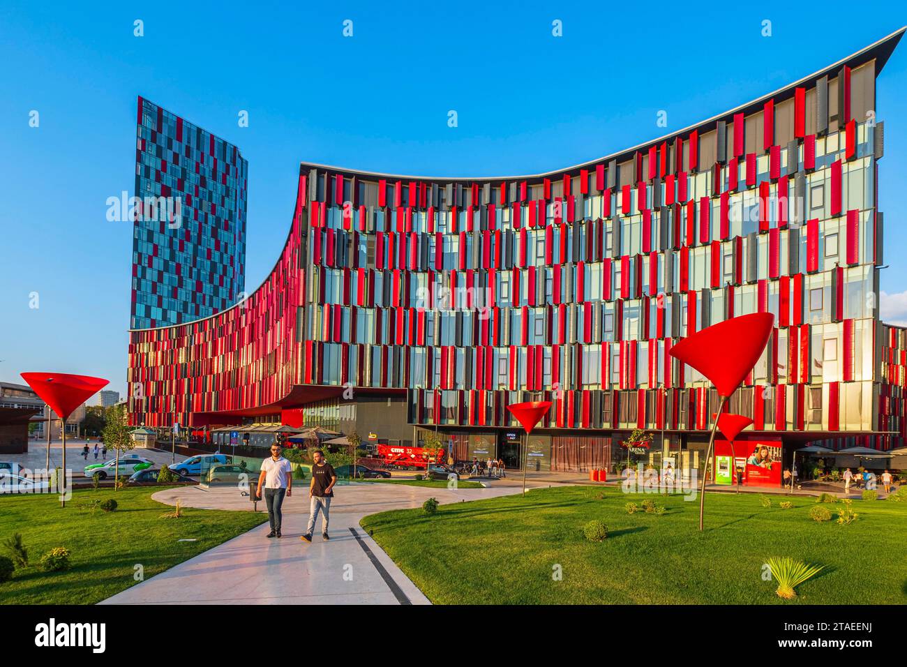 Albania, Tirana, Italia square, the Arena Center complex built by the ...