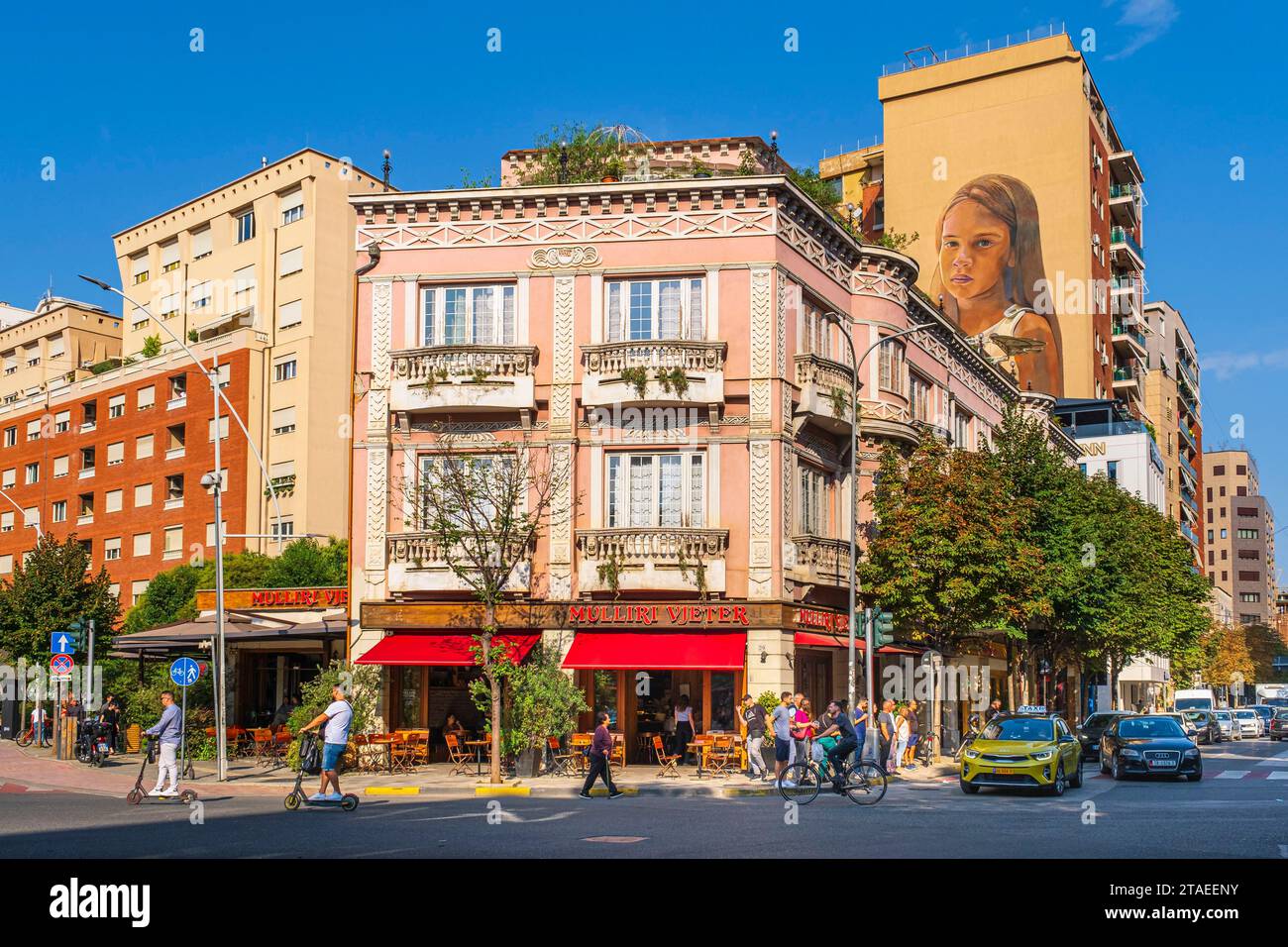 Albania, Tirana, buildings on Rruga e Barrikadave street Stock Photo ...