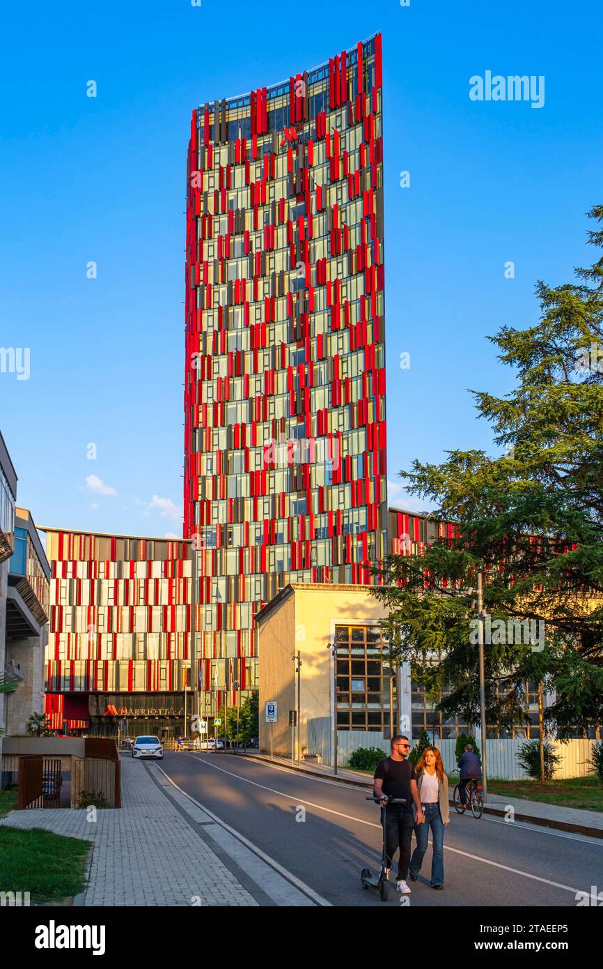 Albania, Tirana, Italia square, the Arena Center complex built by the ...