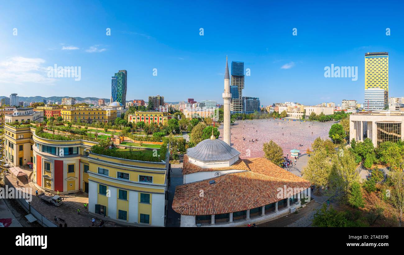 Albania, Tirana, panorama from the top of the Clock Tower, view over ...