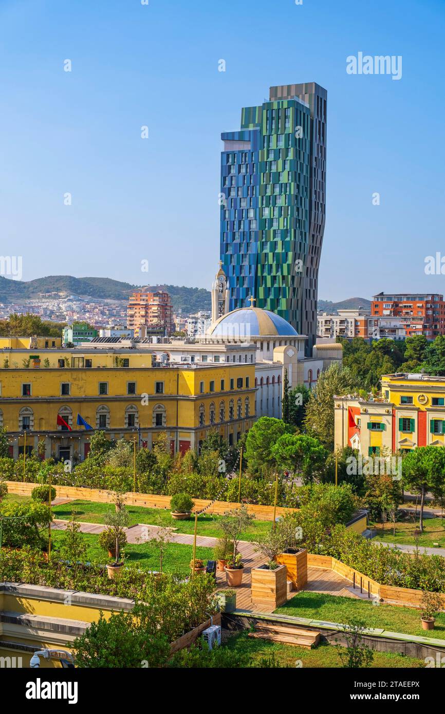 Albania, Tirana, the ALBAN TOWER TIRANA (ATTI) built by the ...