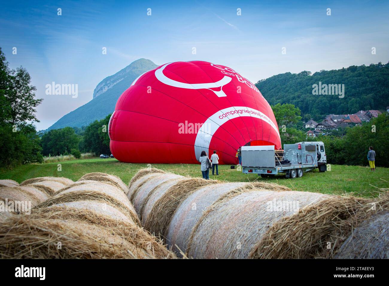 France, Haute Savoie, Annecy, discovery of the lake in a hot air ...