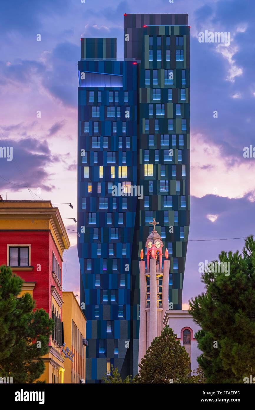 Albania, Tirana, the ALBAN TOWER TIRANA (ATTI) built by the ...