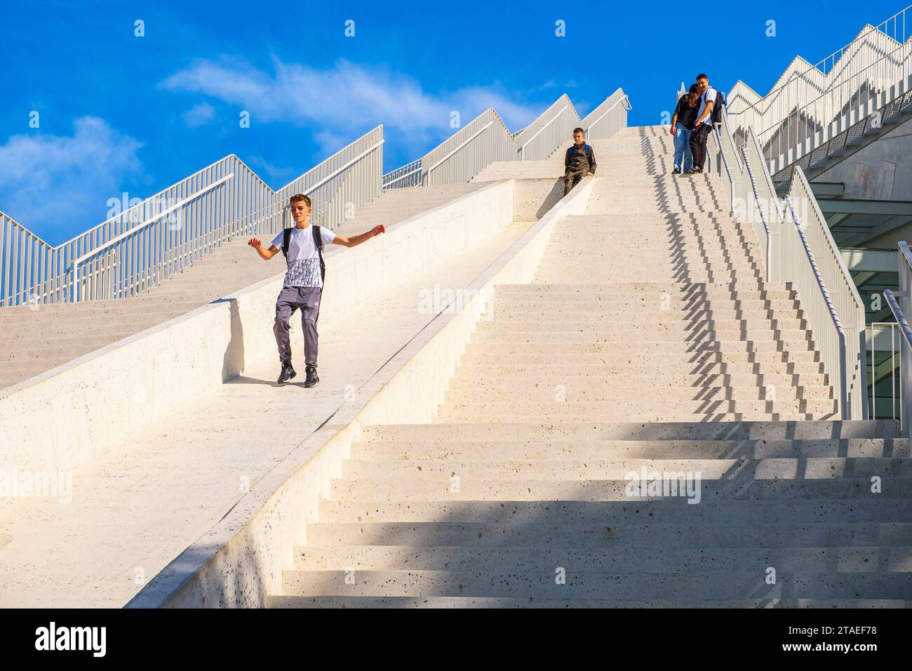 Albania, Tirana, the Pyramid, a former brutalist mausoleum built in ...