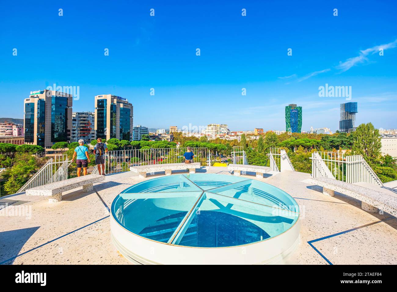 Albania, Tirana, panorama from the top of the Pyramid, a former ...