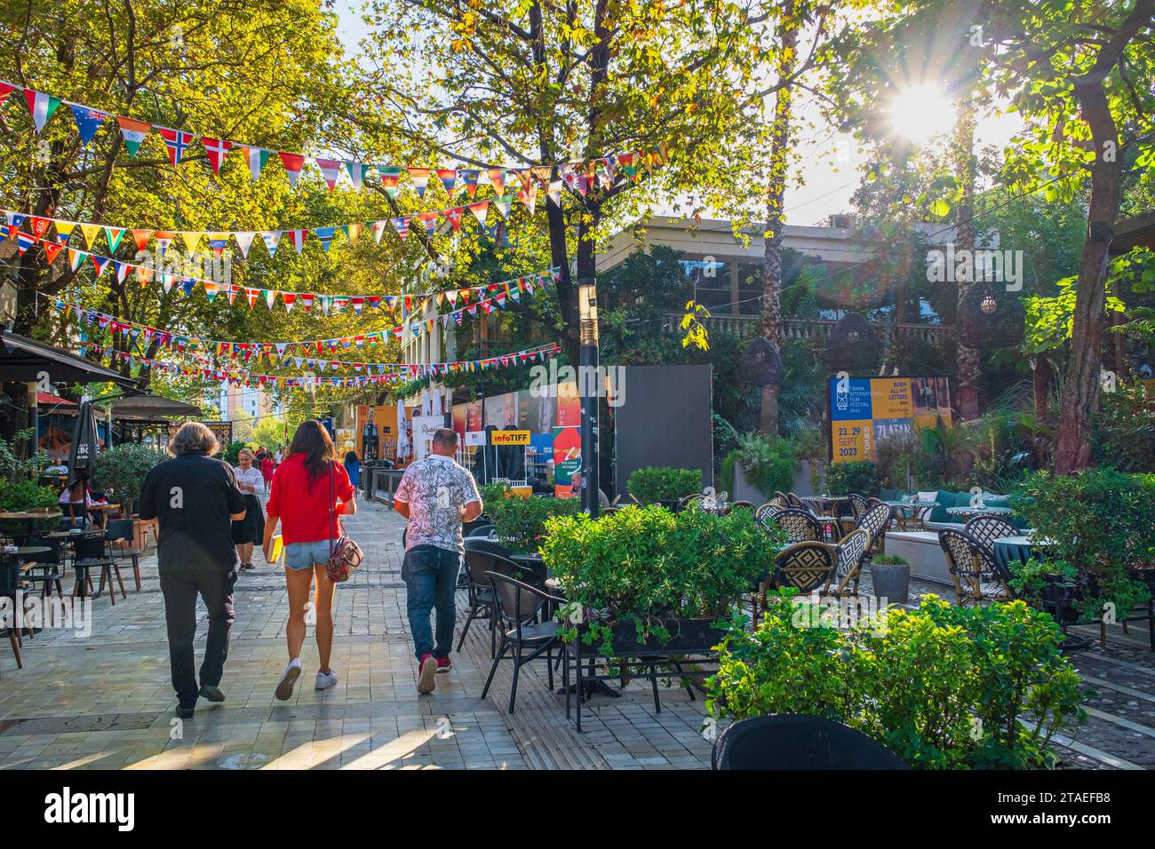 Albania, Tirana, Murat Toptani street, famous paved pedestrian street ...