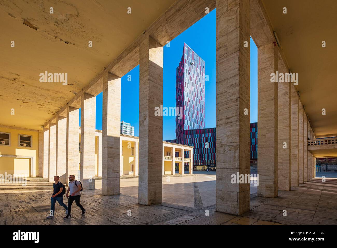 Albania, Tirana, Italia square, the Archaeological Institute of Tirana ...