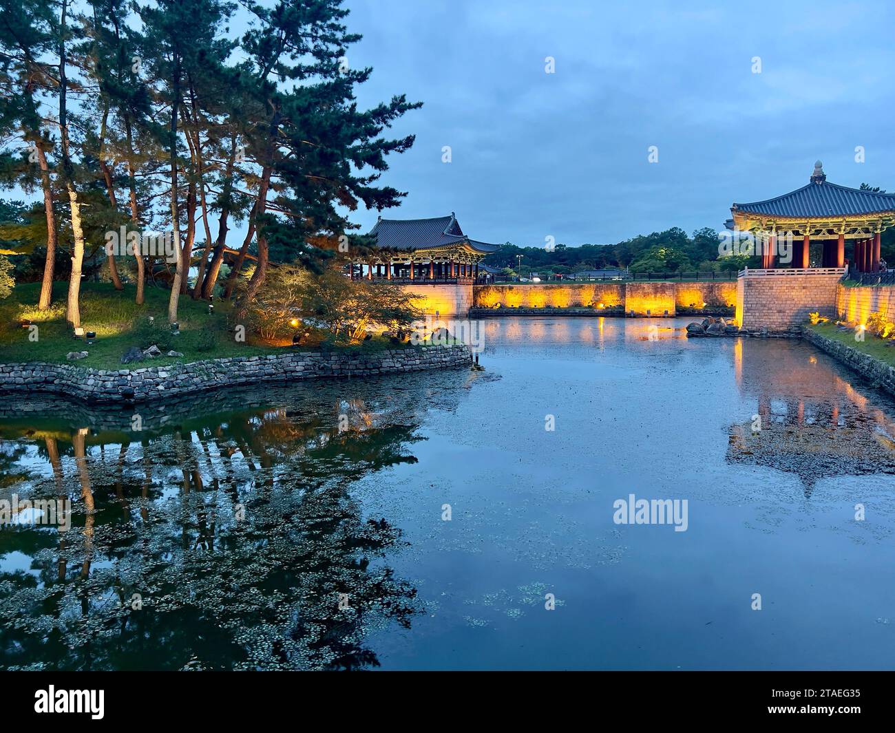 South Korea, Gyeongju, Donggung Palace, ponds and palaces Stock Photo ...
