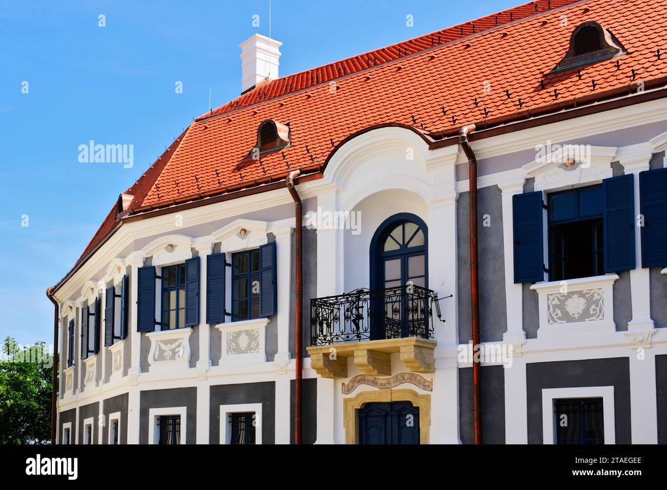 art nouveau, secessionist style old white stucco residential building ...