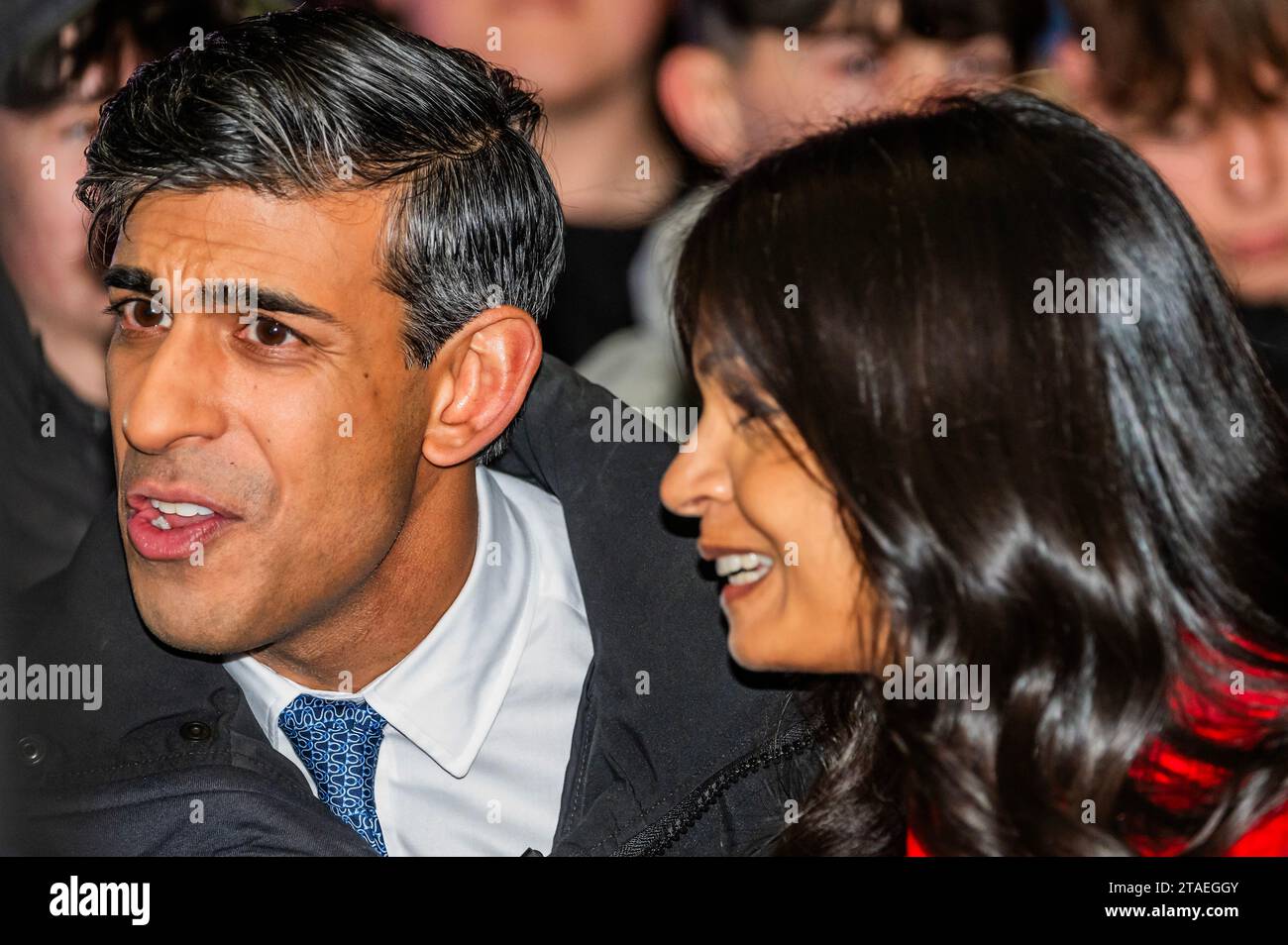 London, UK. 30th Nov, 2023. The Prime Minister, Rishi Sunak switches on ...