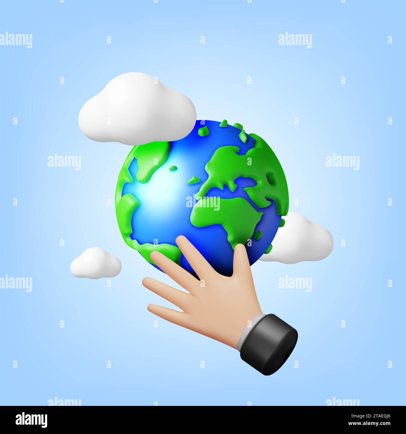 3D Human Hand Holding Green Earth Stock Vector Image & Art - Alamy