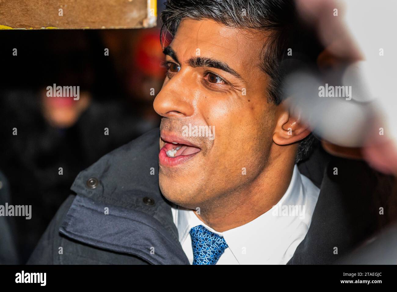 London, UK. 30th Nov, 2023. The Prime Minister, Rishi Sunak switches on ...