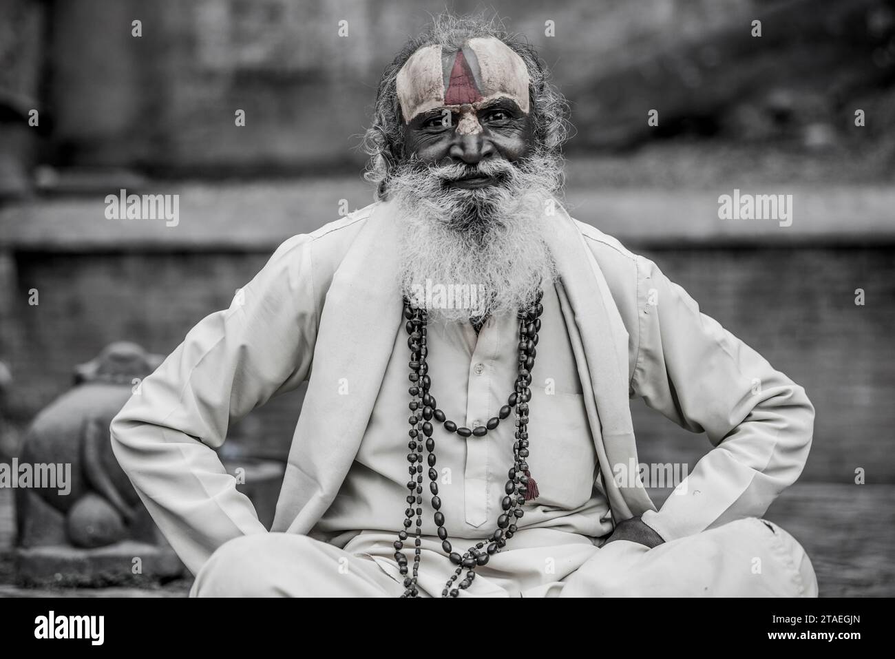 Kathmandu, Nepal- April 20,2019 : Sadhu-Indian Holy man sitting in the ...
