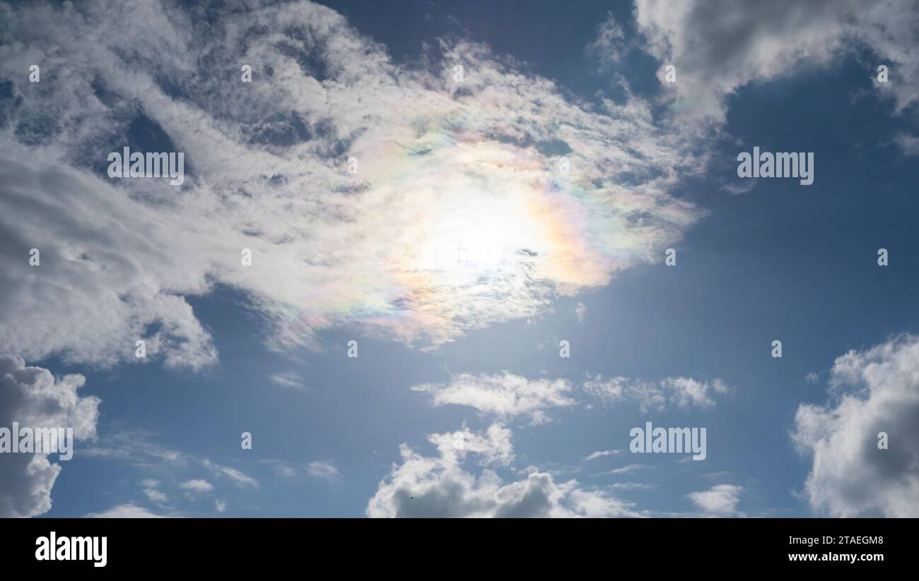 Beautiful clouds of iridescent colors. Backgrounds, texture. Reflection ...