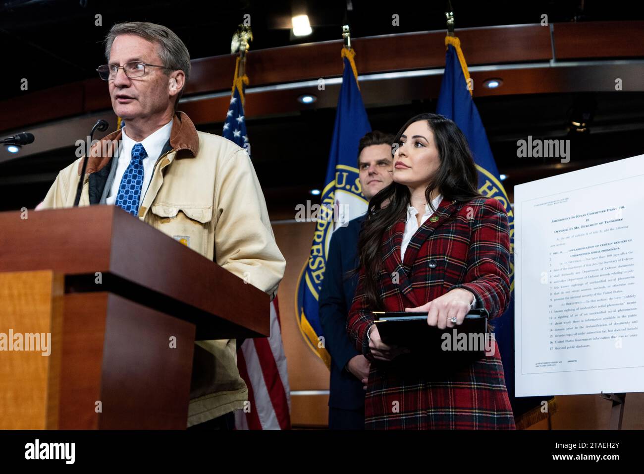 WASHINGTON - NOVEMBER 30: From left, Rep. Tim Burchett, R-Tenn., Rep. Matt Gaetz, R-Fla., and ...