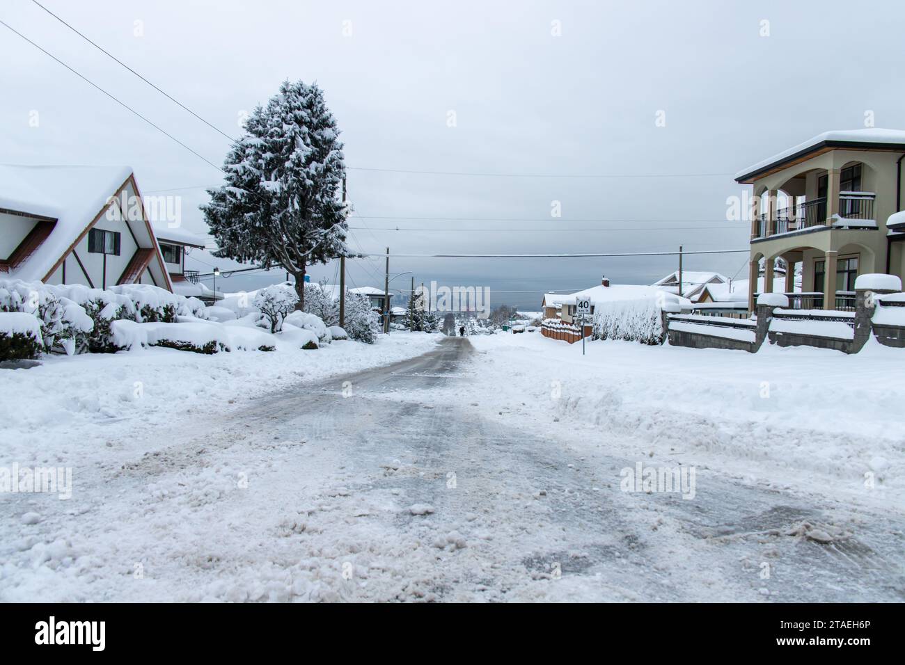 Winter view of a residential area, Vancouver, British Columbia, Canada ...