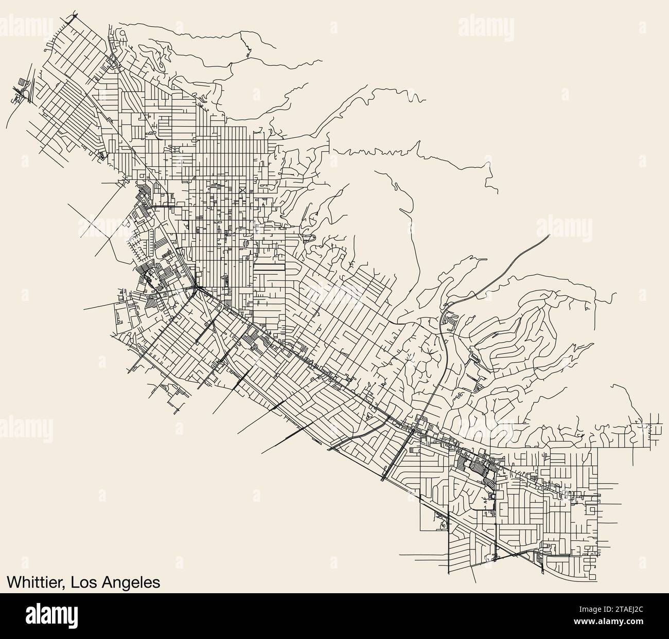 Street roads map of the CITY OF WHITTIER, LOS ANGELES CITY COUNCIL ...
