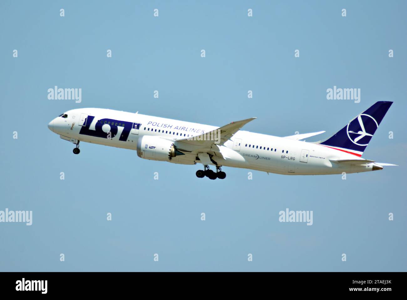 Warsaw Poland. July 6, 2018. The plane takes off from the runway of the ...