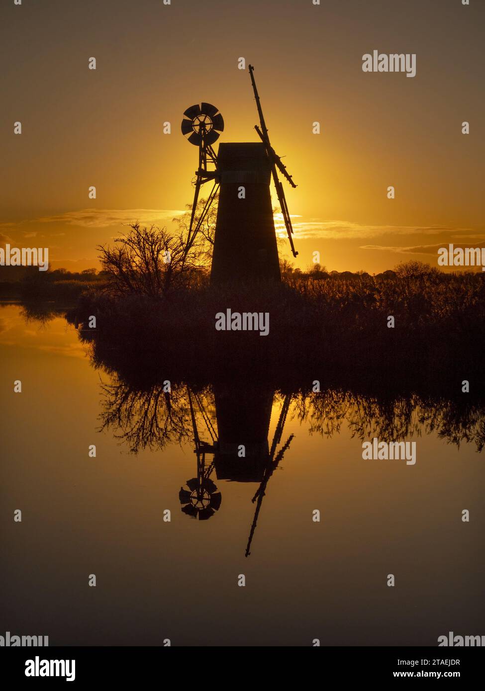 Turf Fen Drainage Mill on the River Ant at How Hill Norfolk Broads in a ...