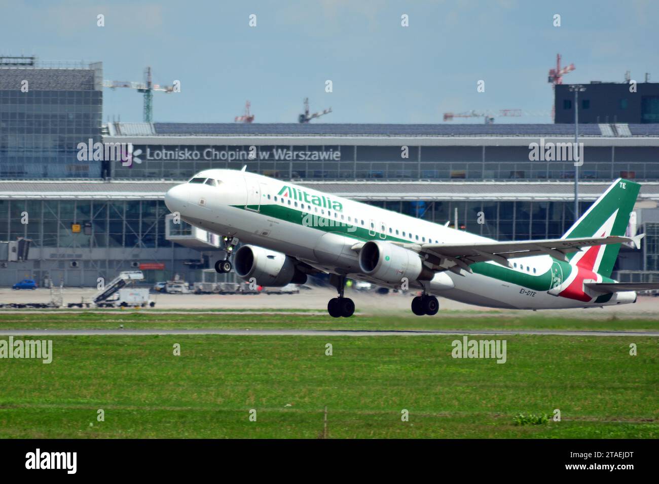 Warsaw Poland. July 6, 2018. The plane takes off from the runway of the ...