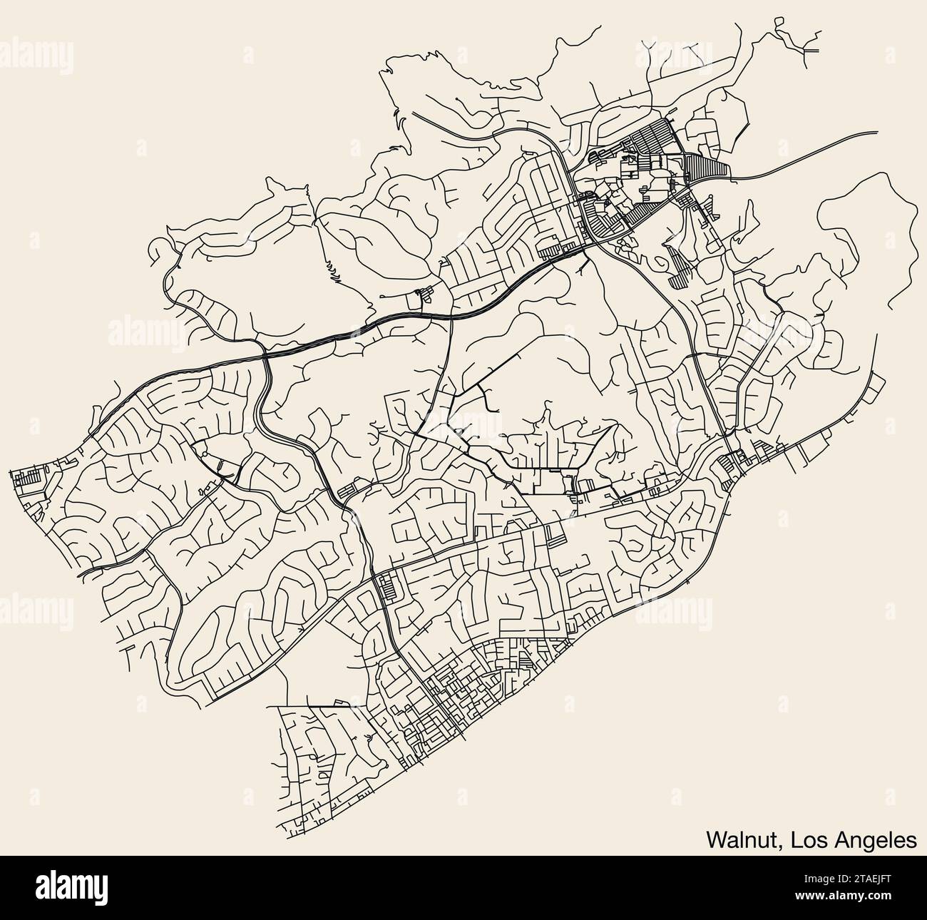 Street roads map of the CITY OF WALNUT, LOS ANGELES CITY COUNCIL Stock ...