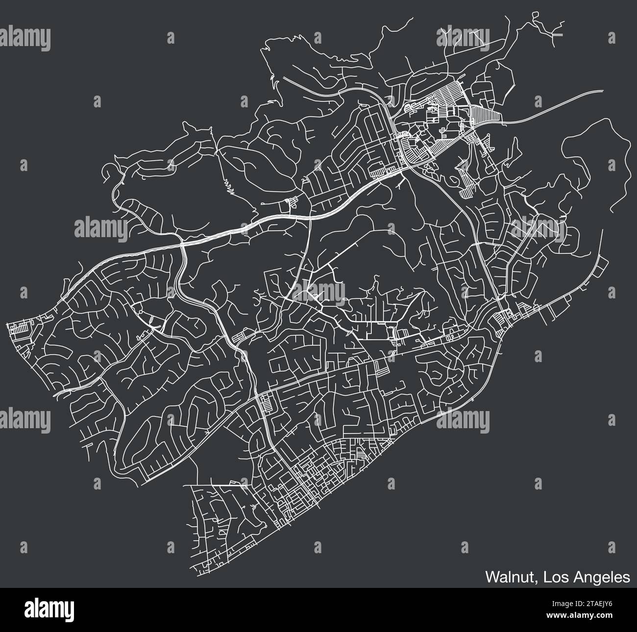 Street roads map of the CITY OF WALNUT, LOS ANGELES CITY COUNCIL Stock ...