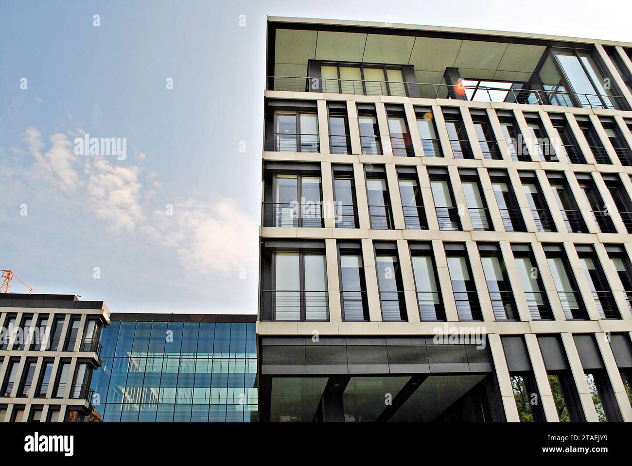 Modern office building in the city with windows and steel and aluminum ...