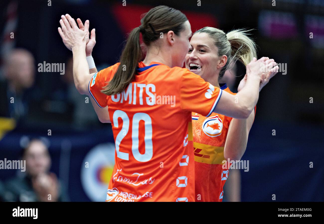 Estavana Polman and Inger Smits (20) from Netherlands jubilates during ...
