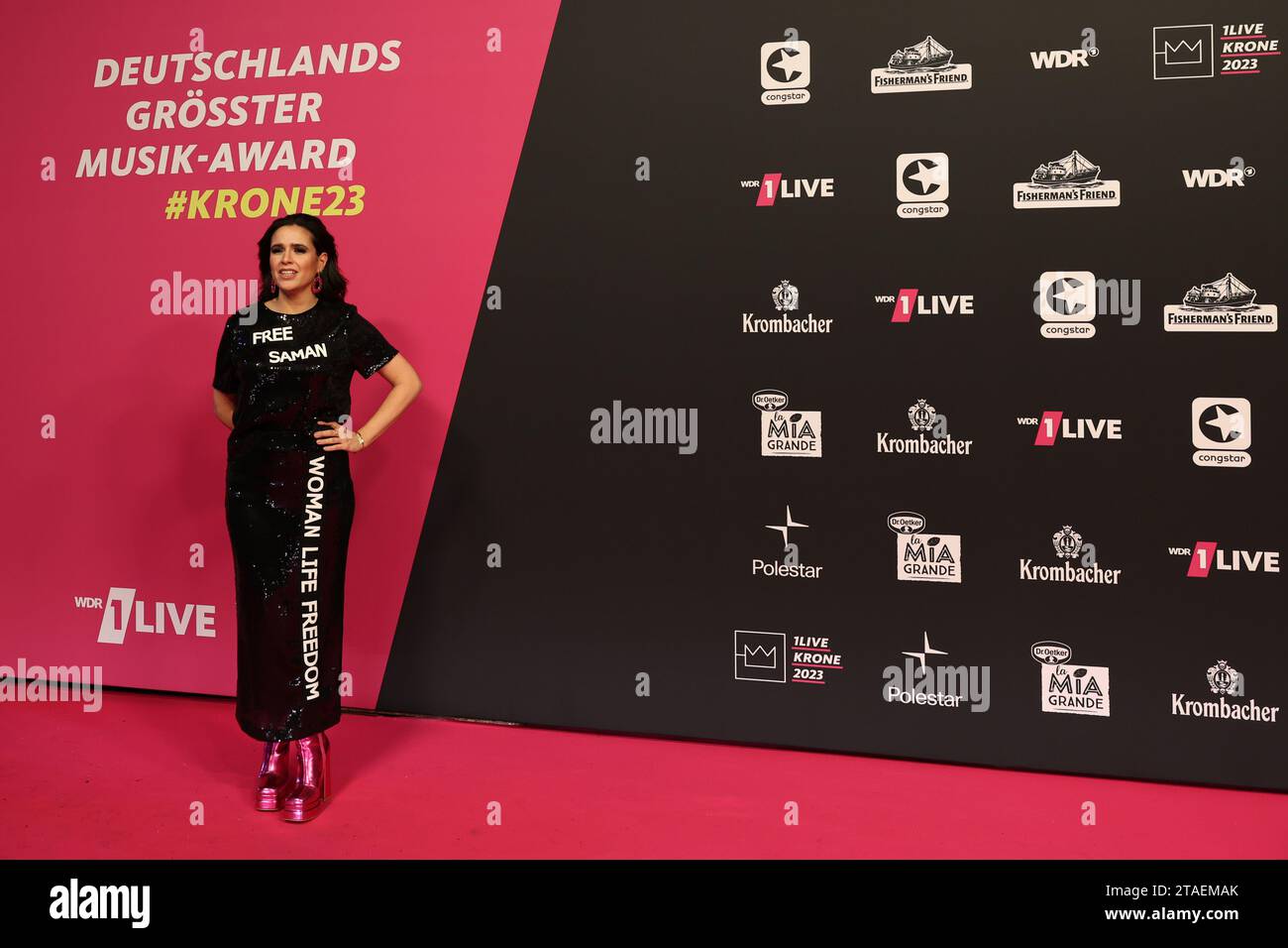 Bielefeld, Germany. 30th Nov, 2023. Presenter Donya Farahani arrives on ...