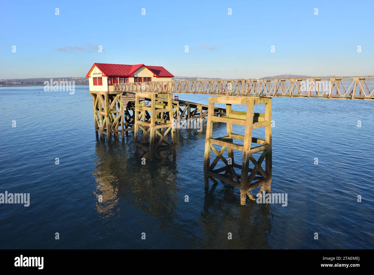 View of the original Mumbles Lifeboat station on a clear day in Mumbles ...