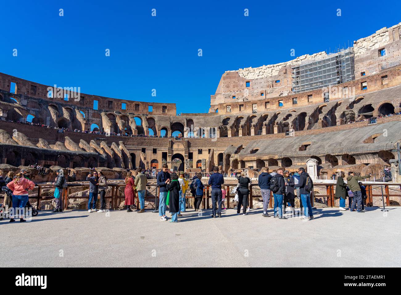 group of tourists circulating inside the historic and archaeological ...
