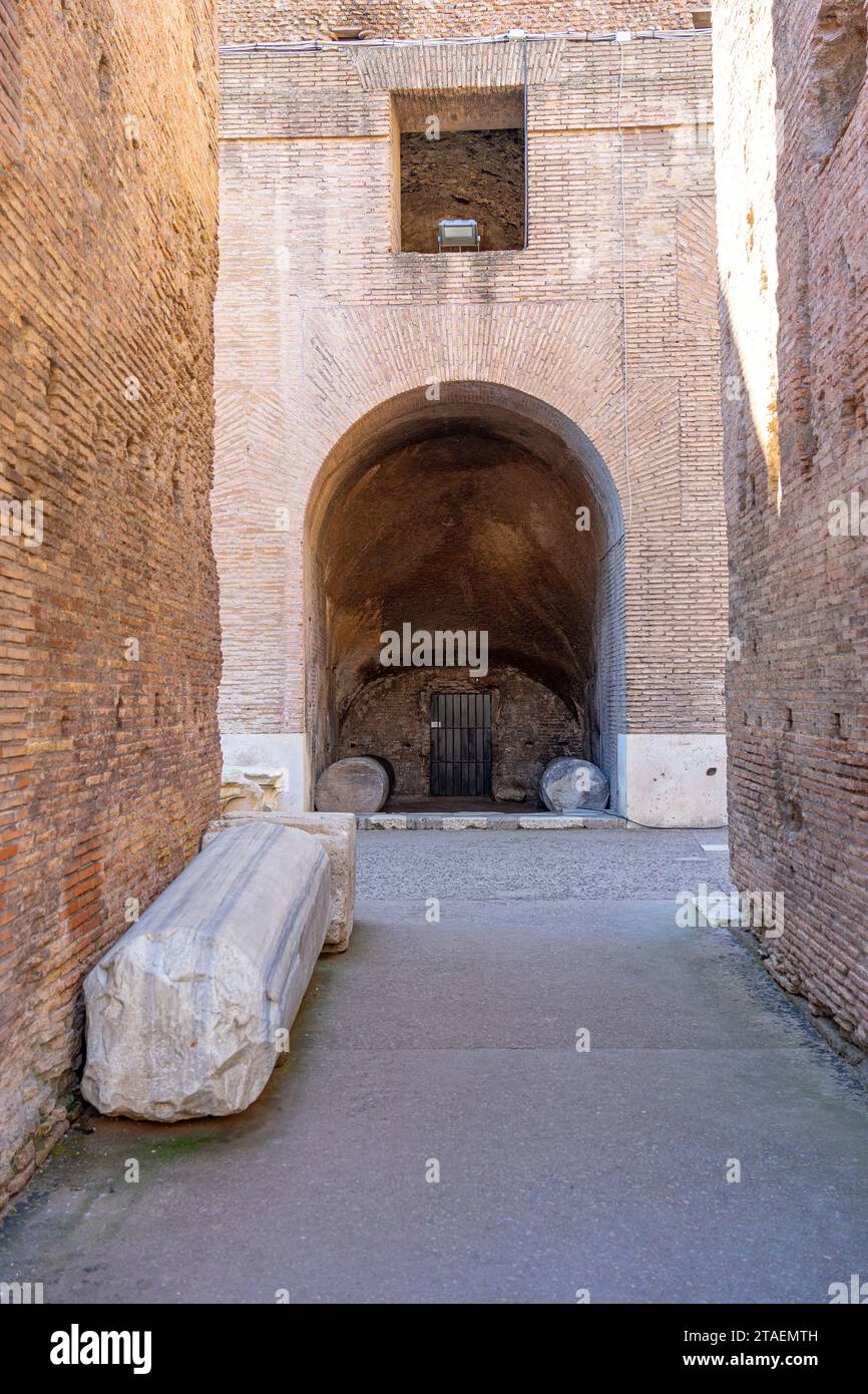 pointed arches and stone remains used in construction with ...