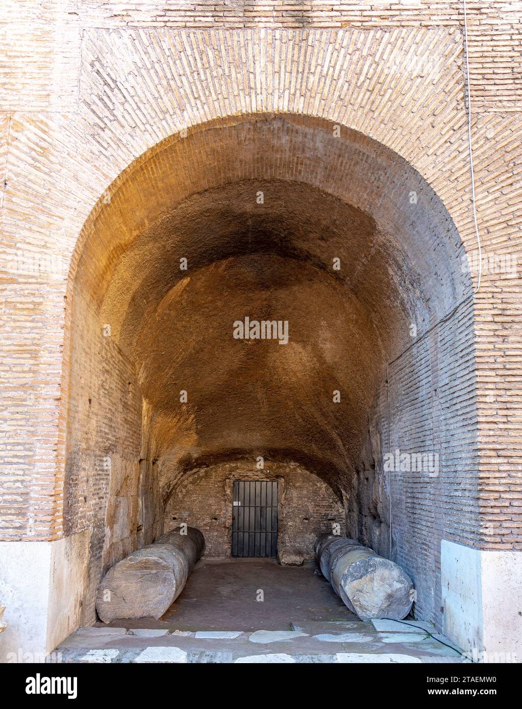 pointed arches and stone remains used in construction with ...