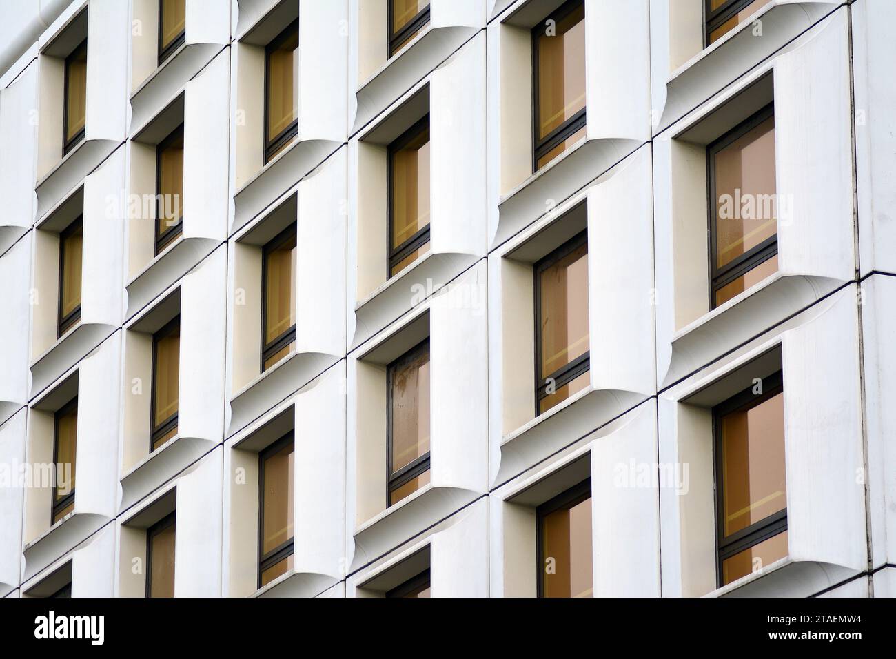Modern office building in the city with windows and steel and aluminum ...