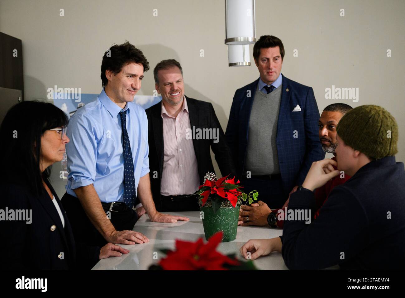 Ajax, Canada. 30th Nov, 2023. Prime Minister Justin Trudeau with (from ...