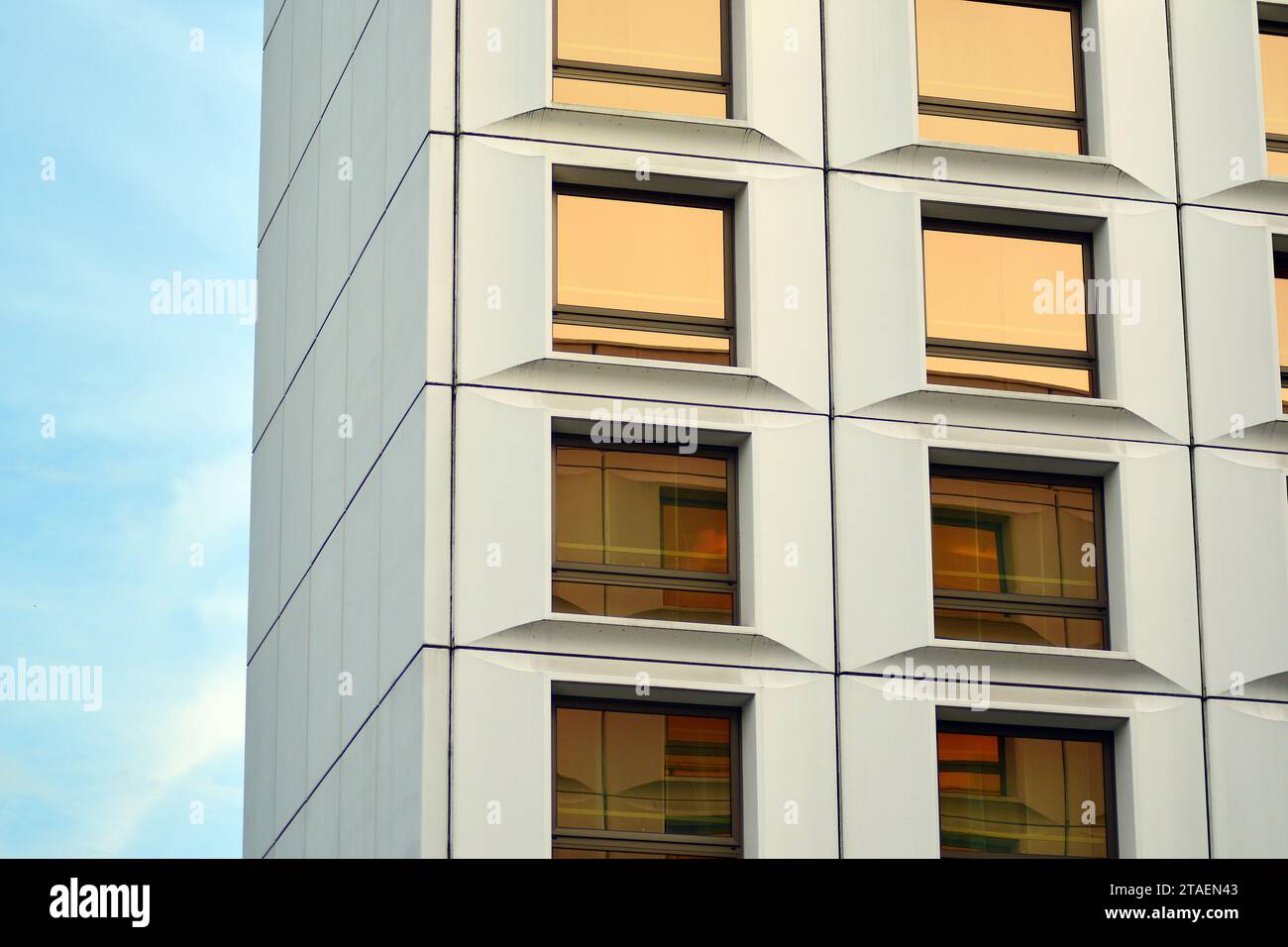 Modern office building in the city with windows and steel and aluminum ...