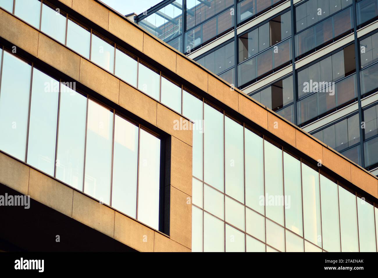 New apartment building with glass balconies. Modern architecture houses ...