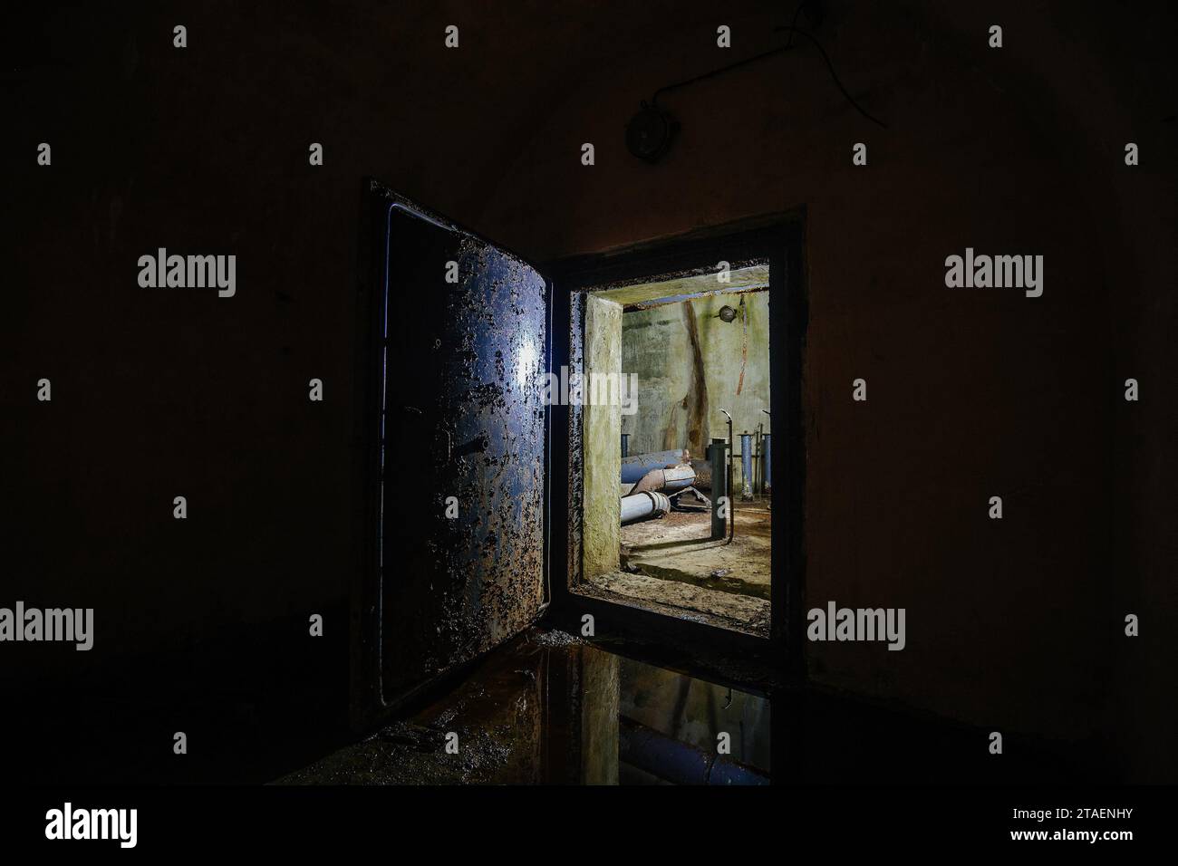 Old dark abandoned dirty Soviet bunker, echo of Cold War Stock Photo ...